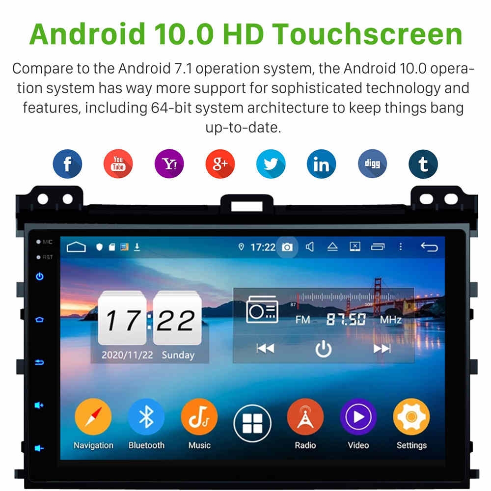 Toyota Land Cruiser Prado J120 Android 13.0 Autoradio DVD GPS - 9 ...