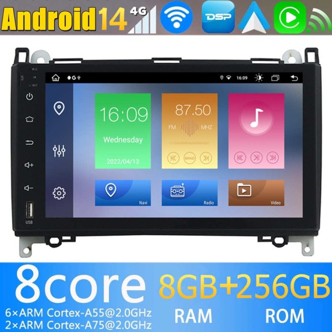 Mercedes Classe B W245 Android 14.0 Autoradio DVD GPS - 9" Android 14 ...