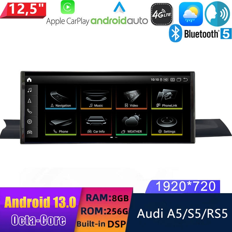 Audi A5 Android 13 Autoradio DVD GPS Navigation - 12,5" Android 13.0 ...