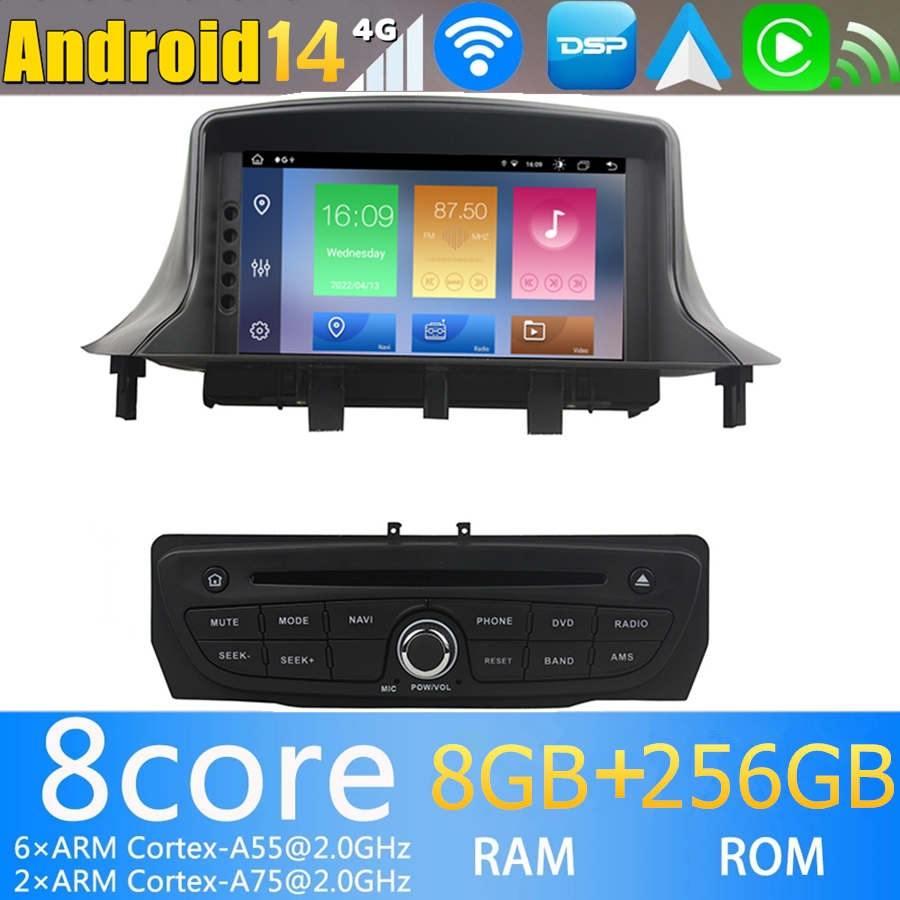 Renault Megane III Android 14.0 Autoradio DVD GPS - 7" Android 14 ...