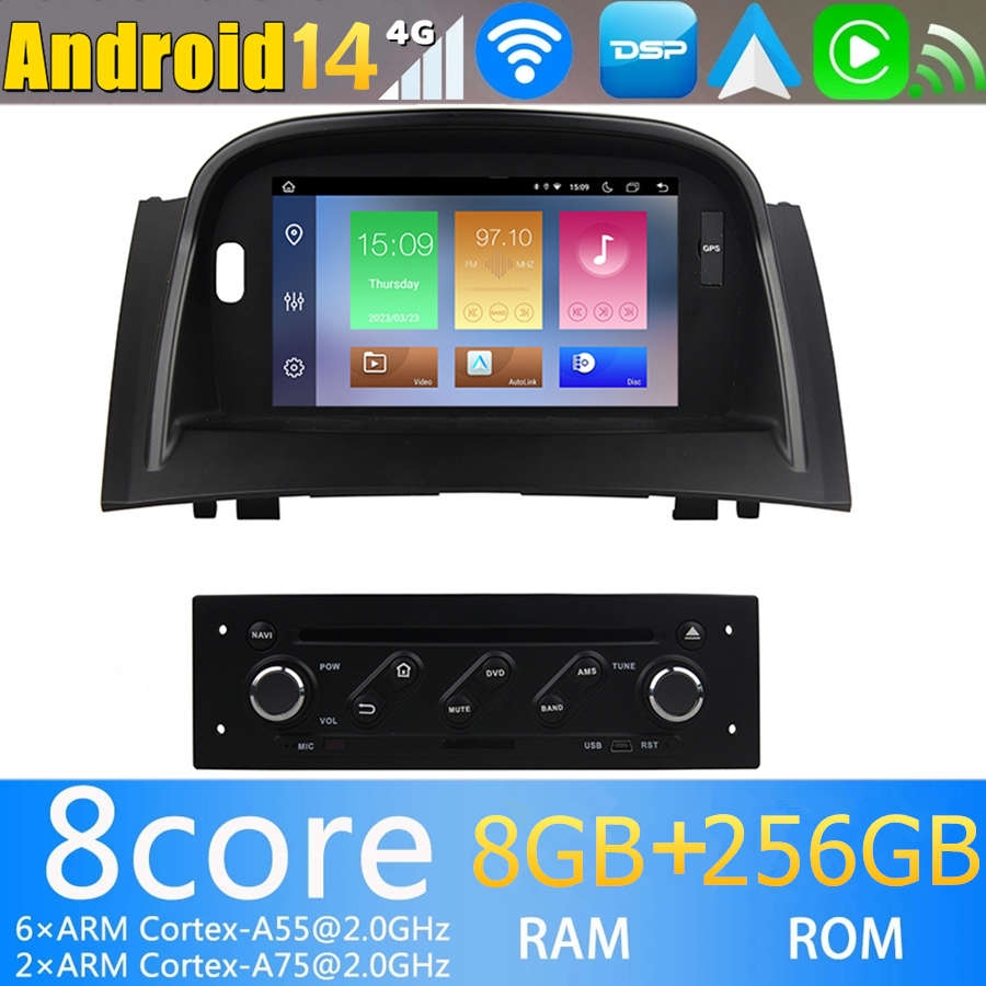 Renault Megane II Android 14.0 Autoradio DVD GPS - 7" Android 14 ...